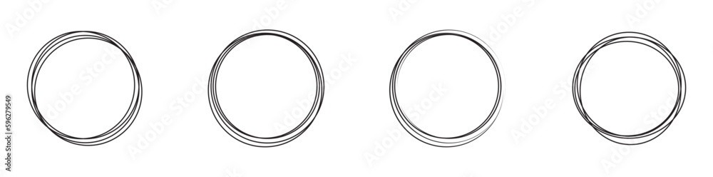 Hand drawing circle line sketch set. Art design round circular scribble ...