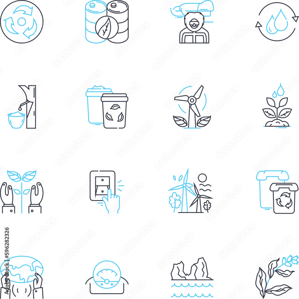 Natural resources linear icons set. Minerals, Fossil fuels, Timber ...