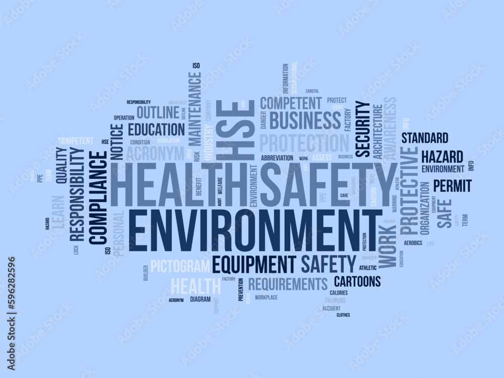 Word cloud background concept for Health Safety Environment (HSE ...