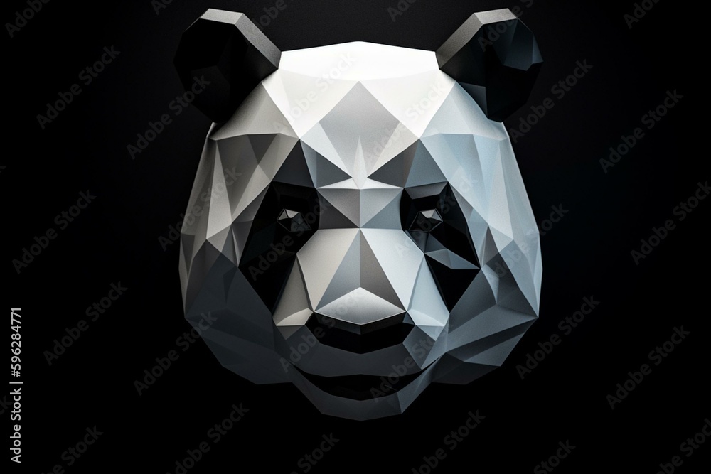 Low-poly paper panda head, ideal for logos and design. Generative AI ...