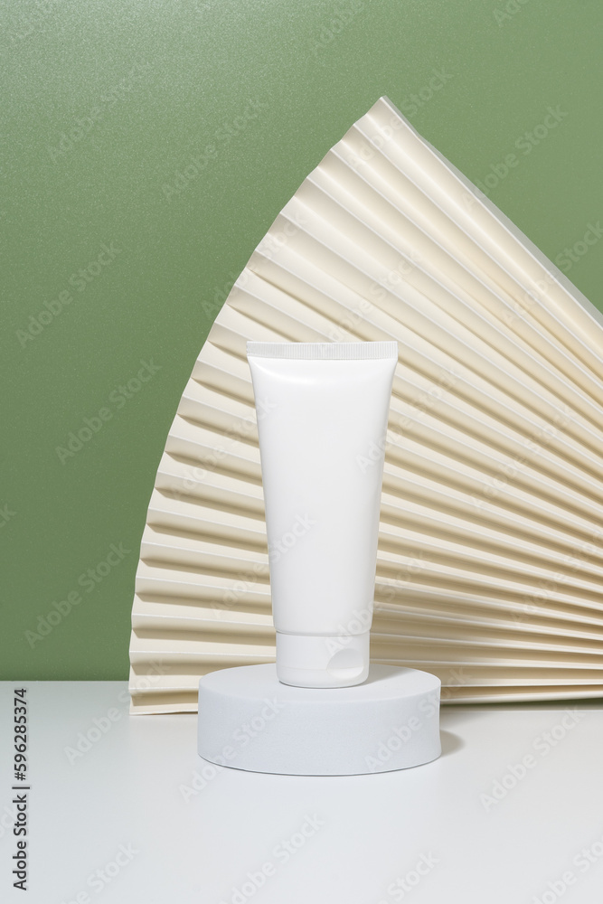 Vertical image of a white blank tube of moisturizing cream or body ...