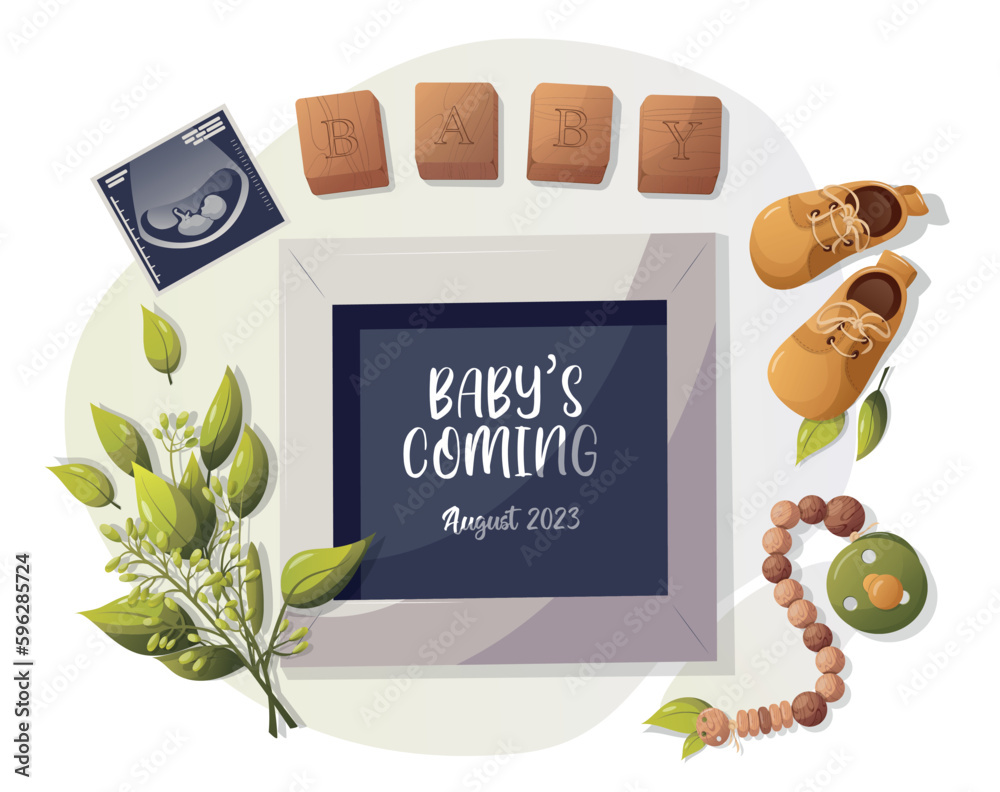 Baby is coming soon realistic picture in the frame Stock Vector | Adobe ...