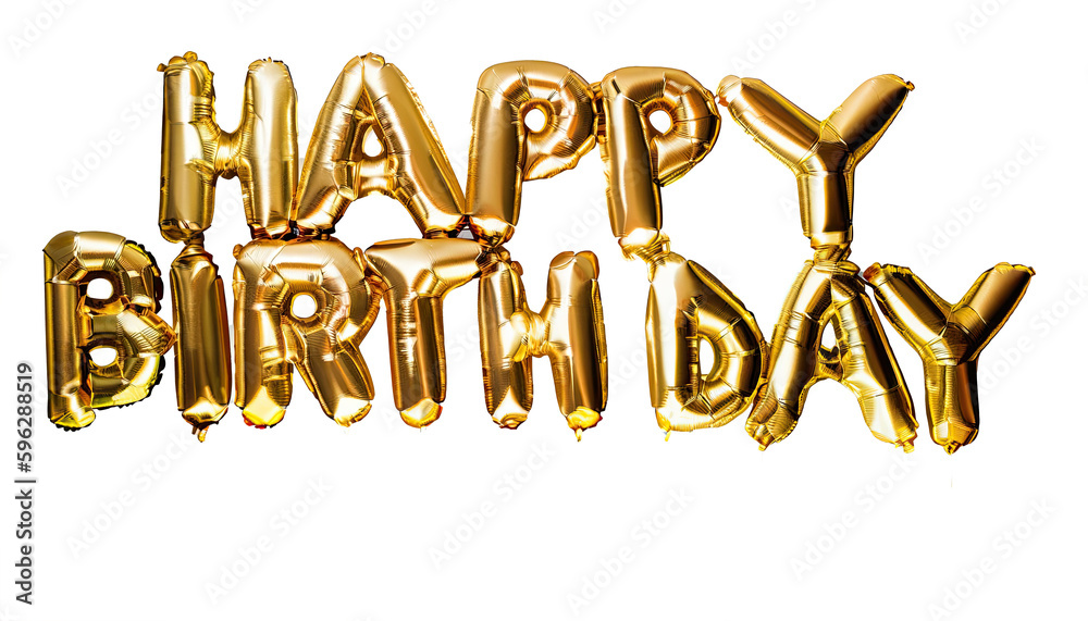 Golden Inflatable Balloons Spelling the Words "HAPPY BIRTHDAY" on ...