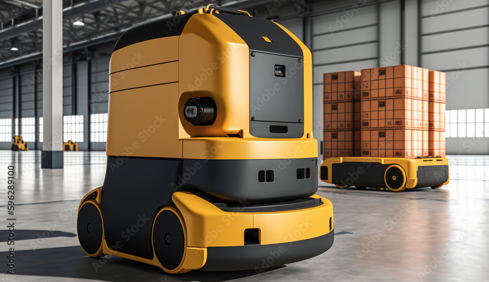 Automated guided vehicle in warehouse Robot transport system with ...