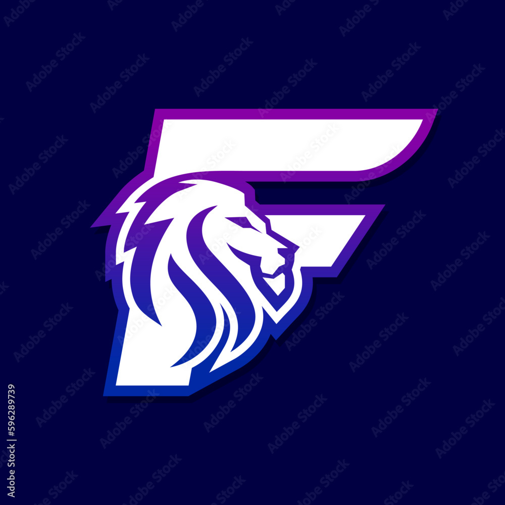 Letter F Lion Logo Design, Gaming Sport Icon vector de Stock | Adobe Stock