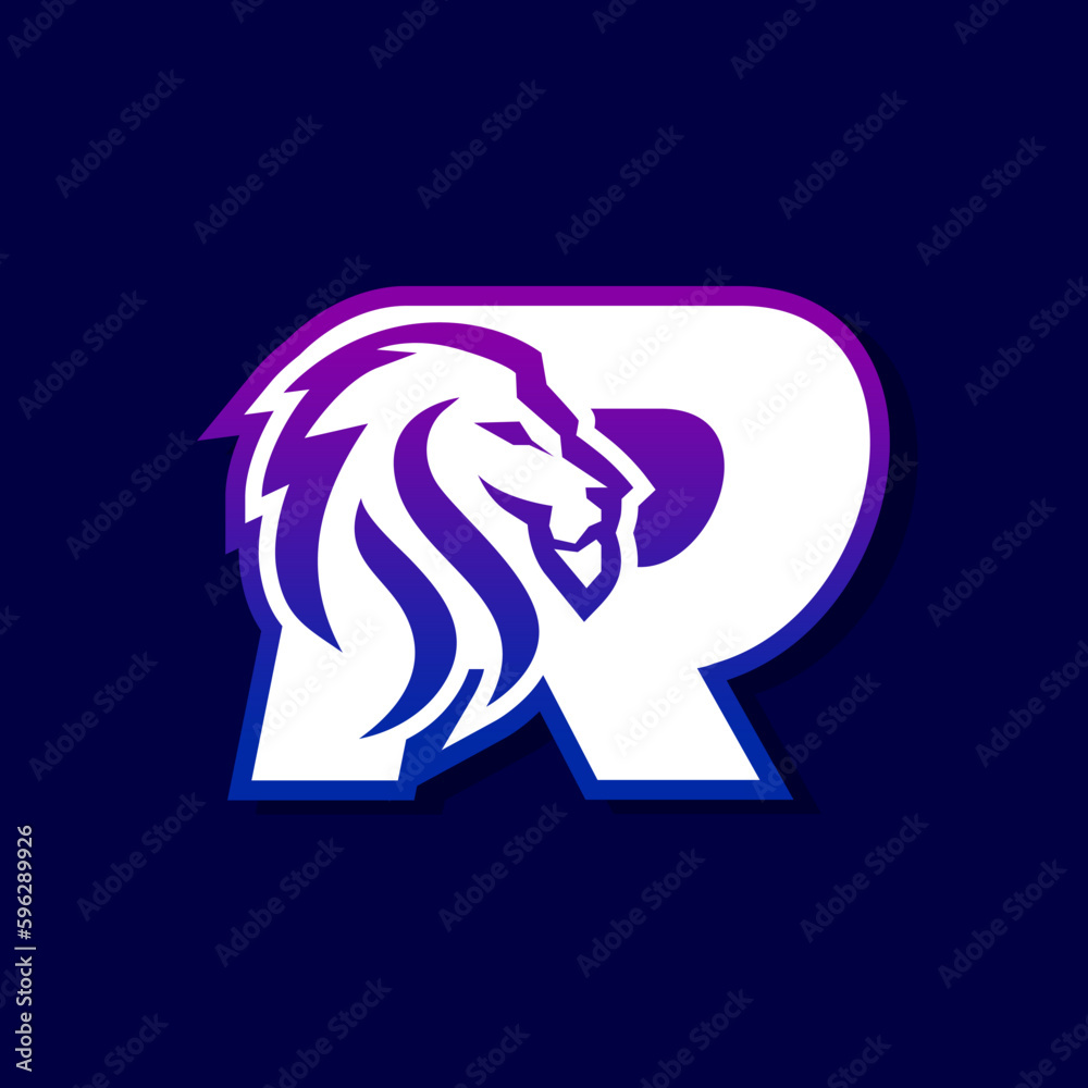 Letter R Lion Logo Design, Gaming Sport Icon vector de Stock | Adobe Stock