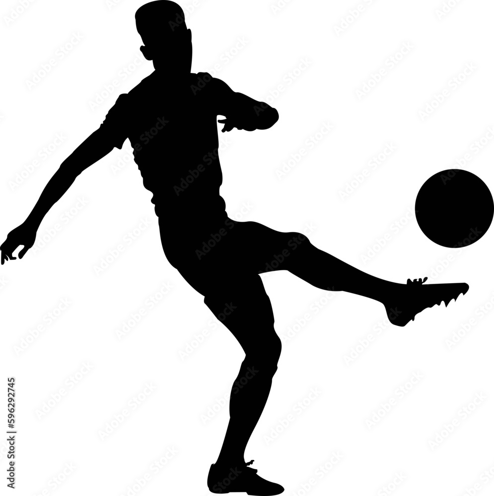 SILHOETTE OF FOOTBALL PLAYER IN ACTION,KICKING BALL, SVG VECTOR FILE ...