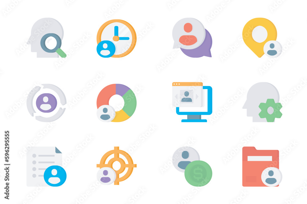 Human resources 3d icons set. Pack flat pictograms of search employee ...