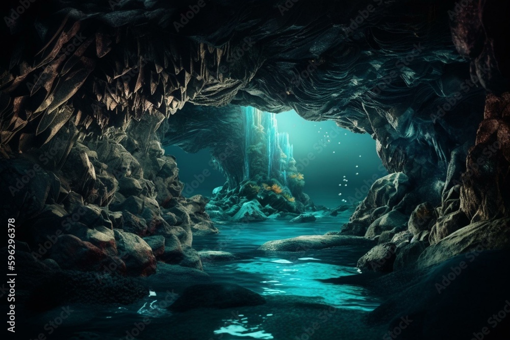 Ilustrace „Deep ocean cave, abstract sea landscape. Perfect for design ...