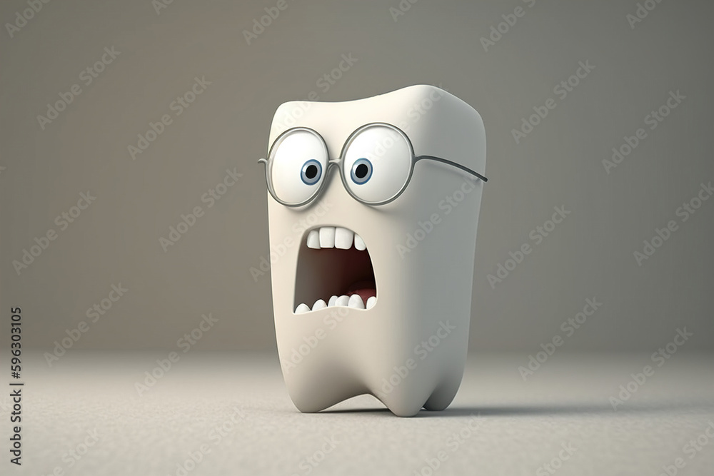 cartoon tooth with eyes and mouth. tooth shape. Generative AI Stock ...
