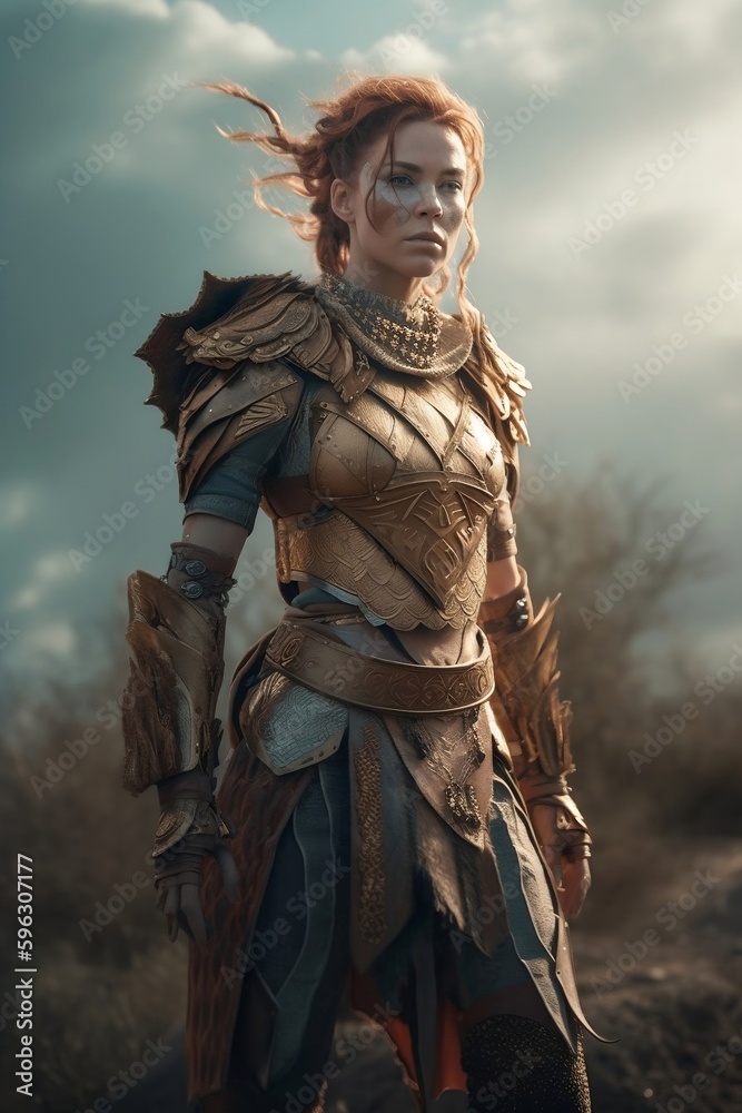 Poster a strong impression, gallant look goddess beauty celtic female ...