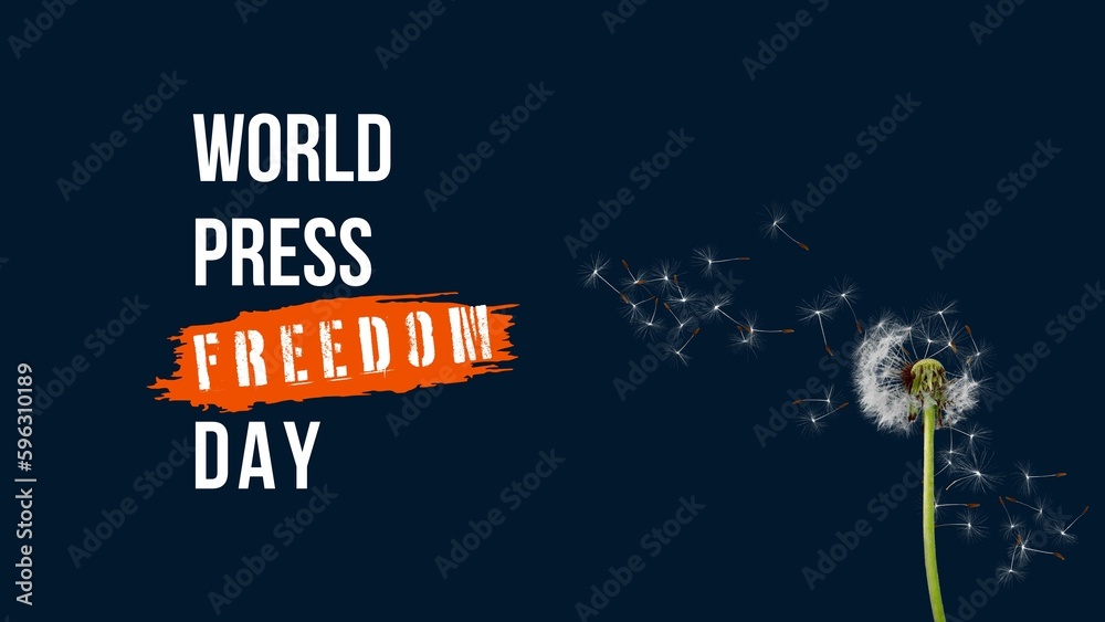 3 May 2023. World Press Freedom Day. Banner with blue background and ...