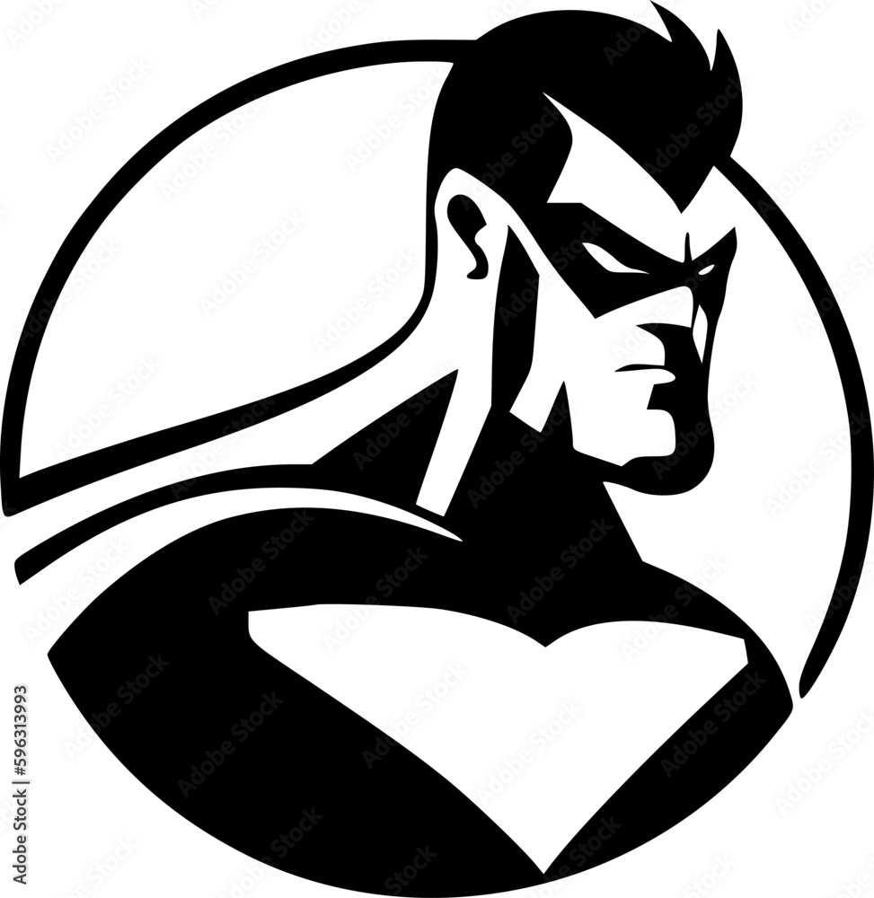 Black And White Superhero Vector