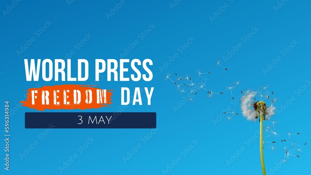 3 May 2023. World Press Freedom Day. Banner with blue background and bold text. Poster Design ...