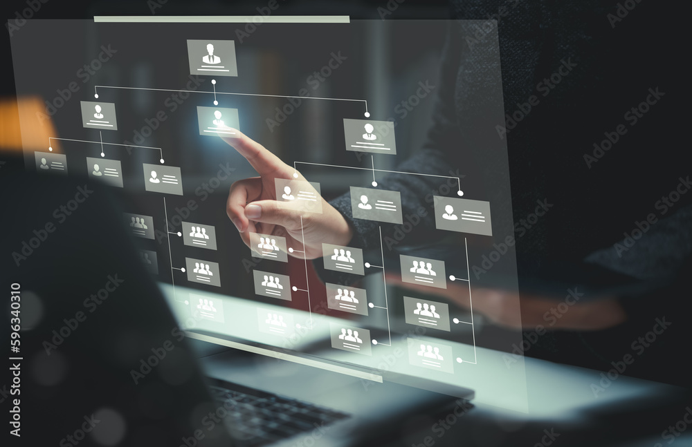 Organization chart with hierarchy structure of teams and employees in ...
