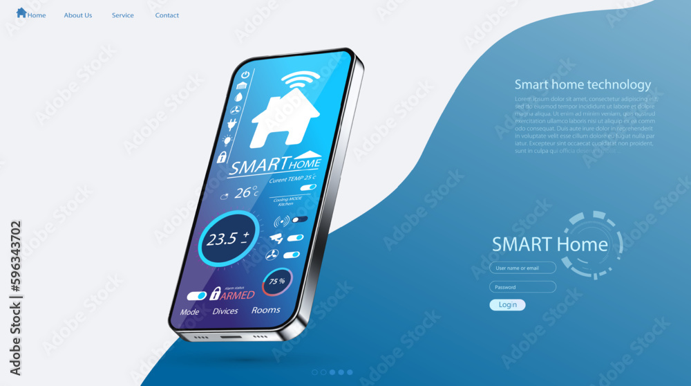 Smart home controlled smartphone. Internet of things technology of home ...