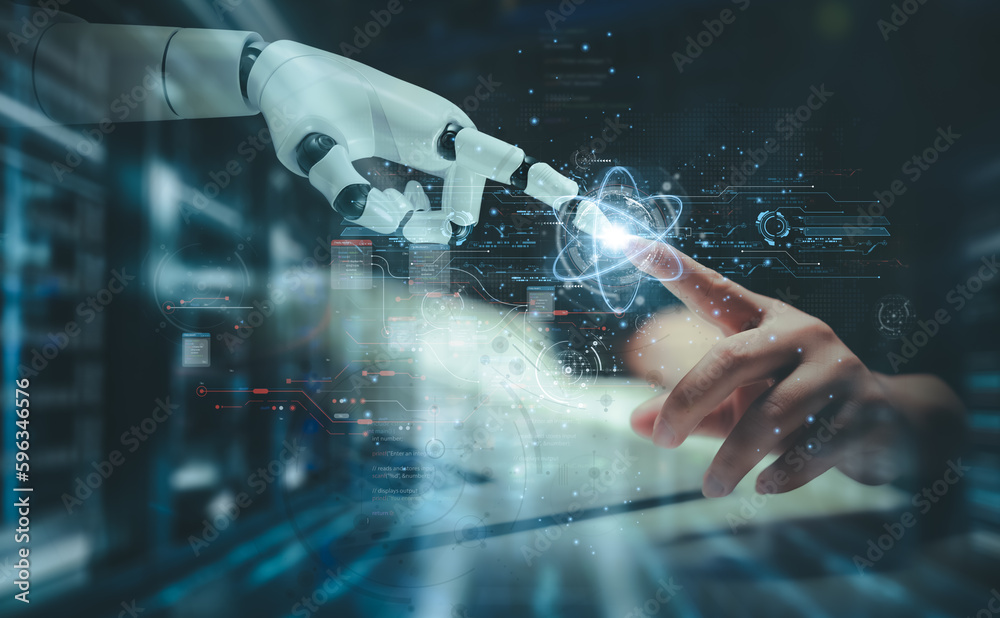 Ai Artificial Intelligence, Machine learning, Big data. Computer programmer, digital software ...