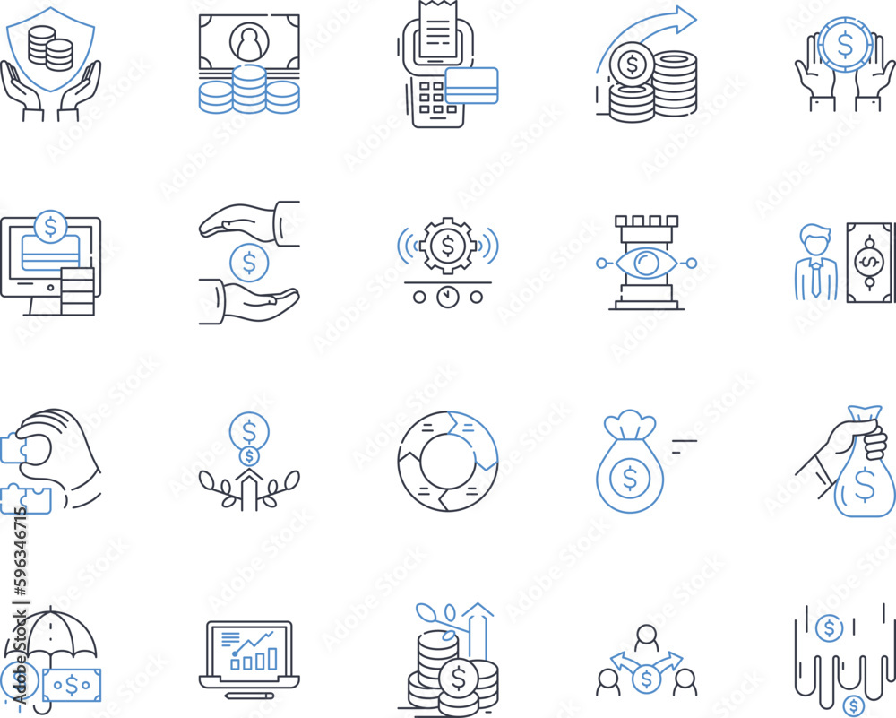 expenditure regulation line icons collection. budgeting, monitoring ...