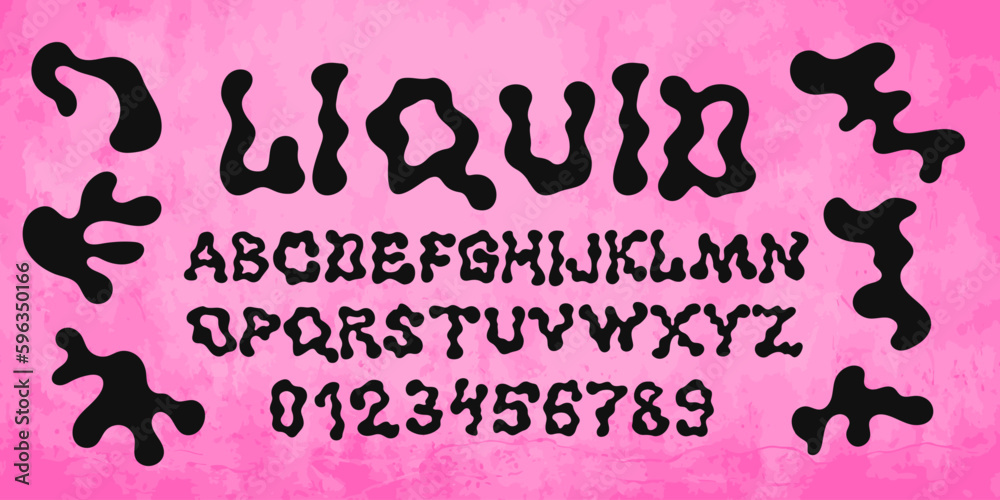 Liquid y2k trendy modern abstract font. Vector illustration. Groovy ...