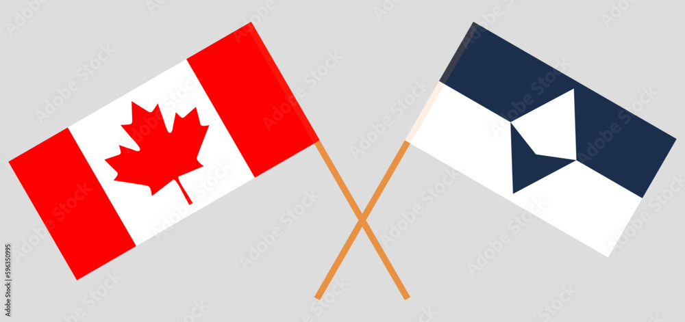 Crossed flags of Canada and Antarctica. Official colors. Correct ...