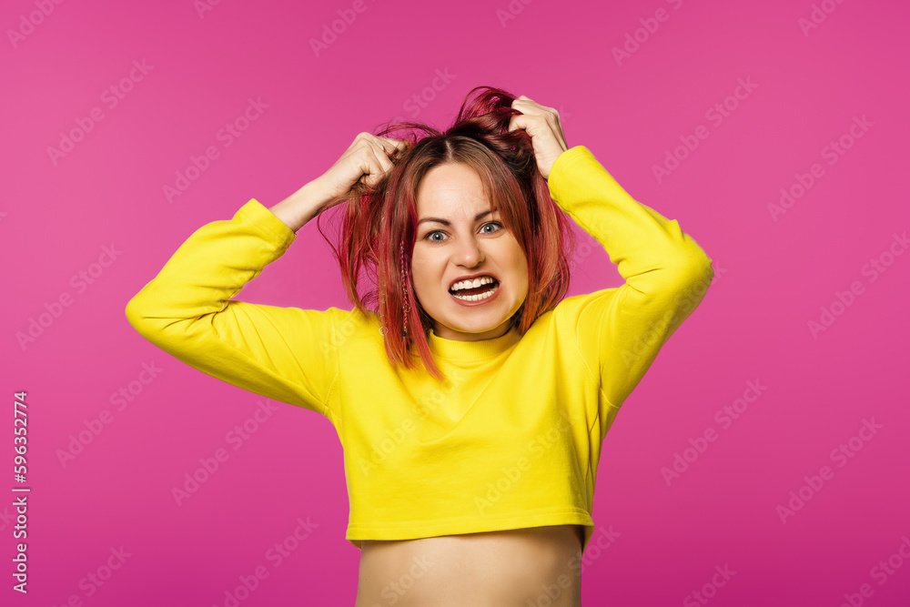 Angry woman screaming hateful and outraged, feeling pissed-off and fed ...