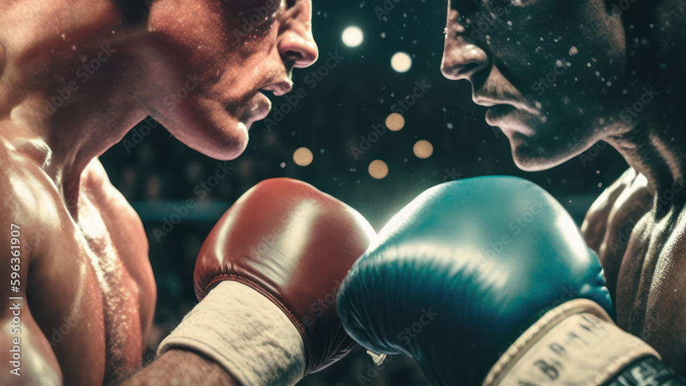 Two boxers hitting each other. Boxers fight each other in the ring ...