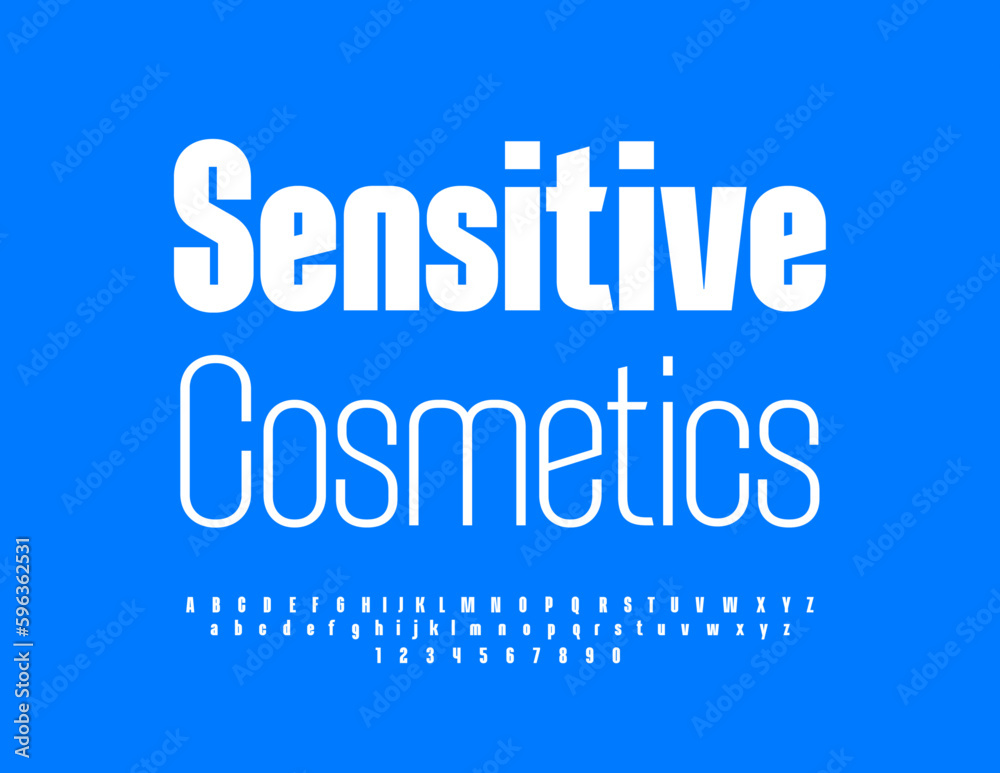 Vector healthy banner Sensitive Cosmetics. Elegant style Font. Clean ...