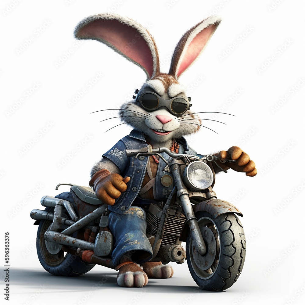 biker bunny on a harley, cartoon style, generative ai Stock ...