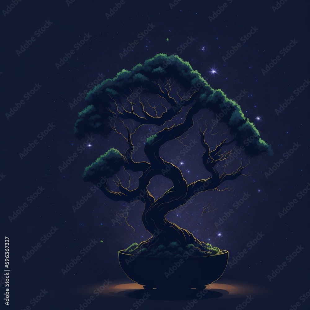 Colorful illustration of a tree in a background, ai generate art ...