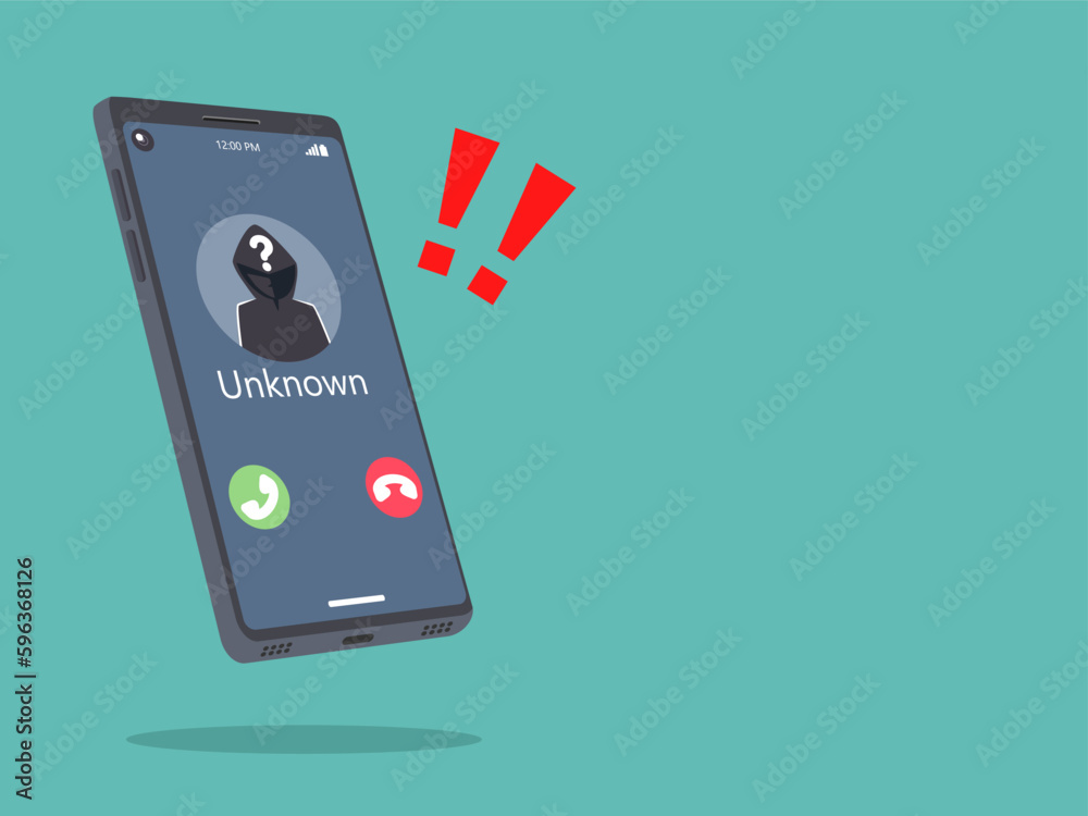 Beware of the criminal. Smartphone call from unknown or stranger number ...