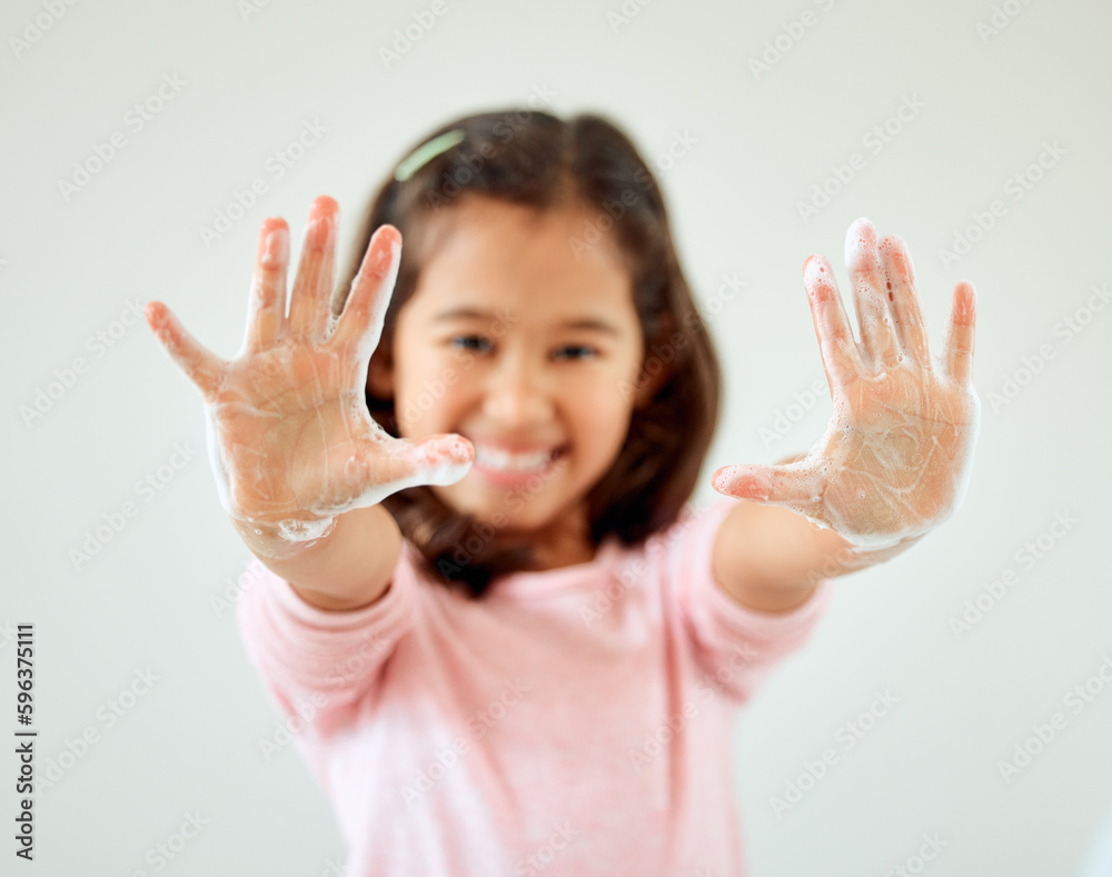 And just like magic, the germs are all gone. Portrait of an adorable ...