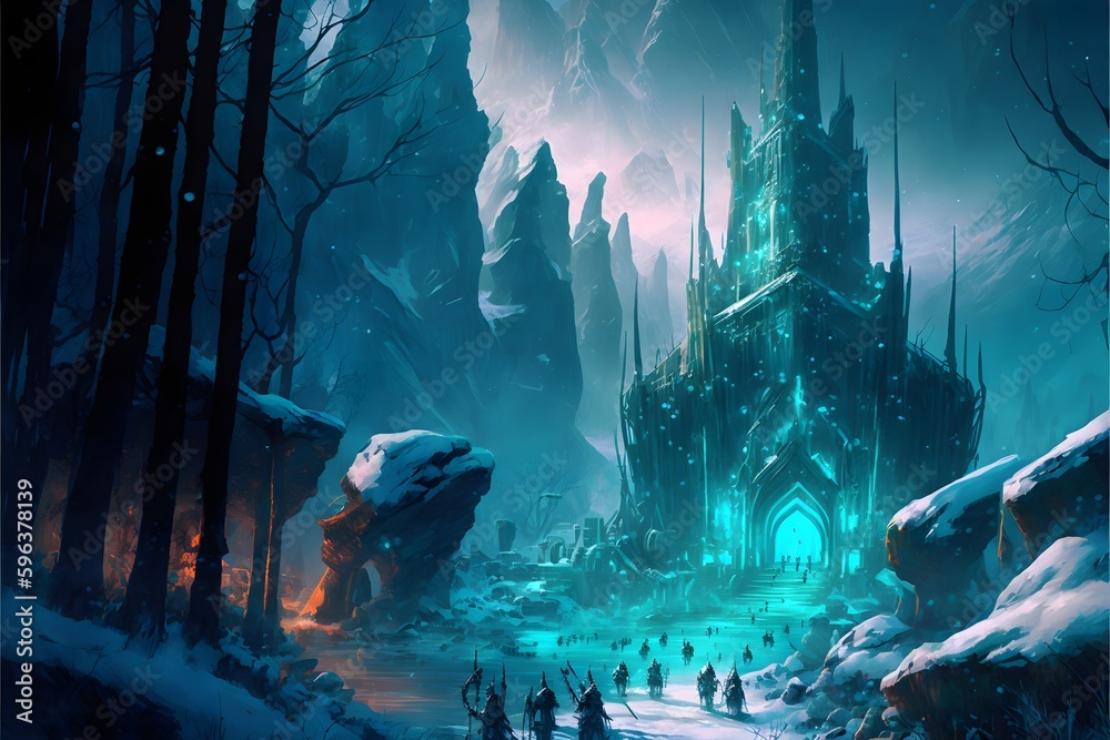 arctic ice mega city in the forest fantasy concept art fantasy setting ...