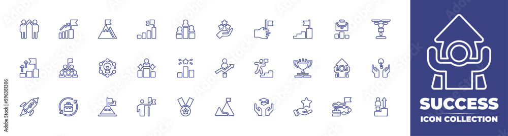 Success line icon collection. Editable stroke. Vector illustration ...