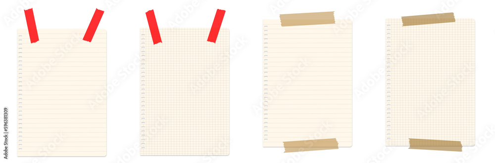 Blank notepad page collection with space for text or images with shadow ...