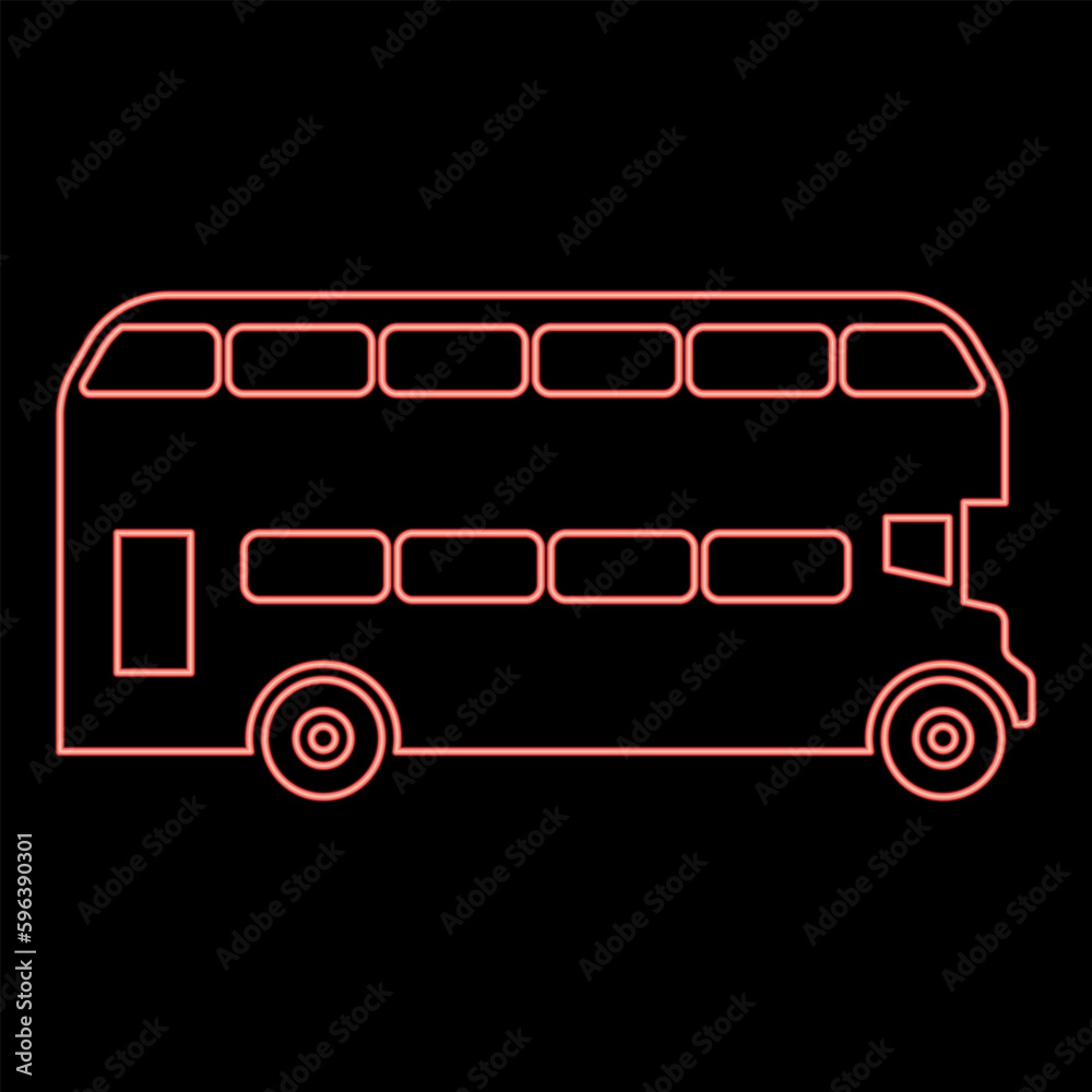Neon double-decker London bus city transport double decker sightseeing ...