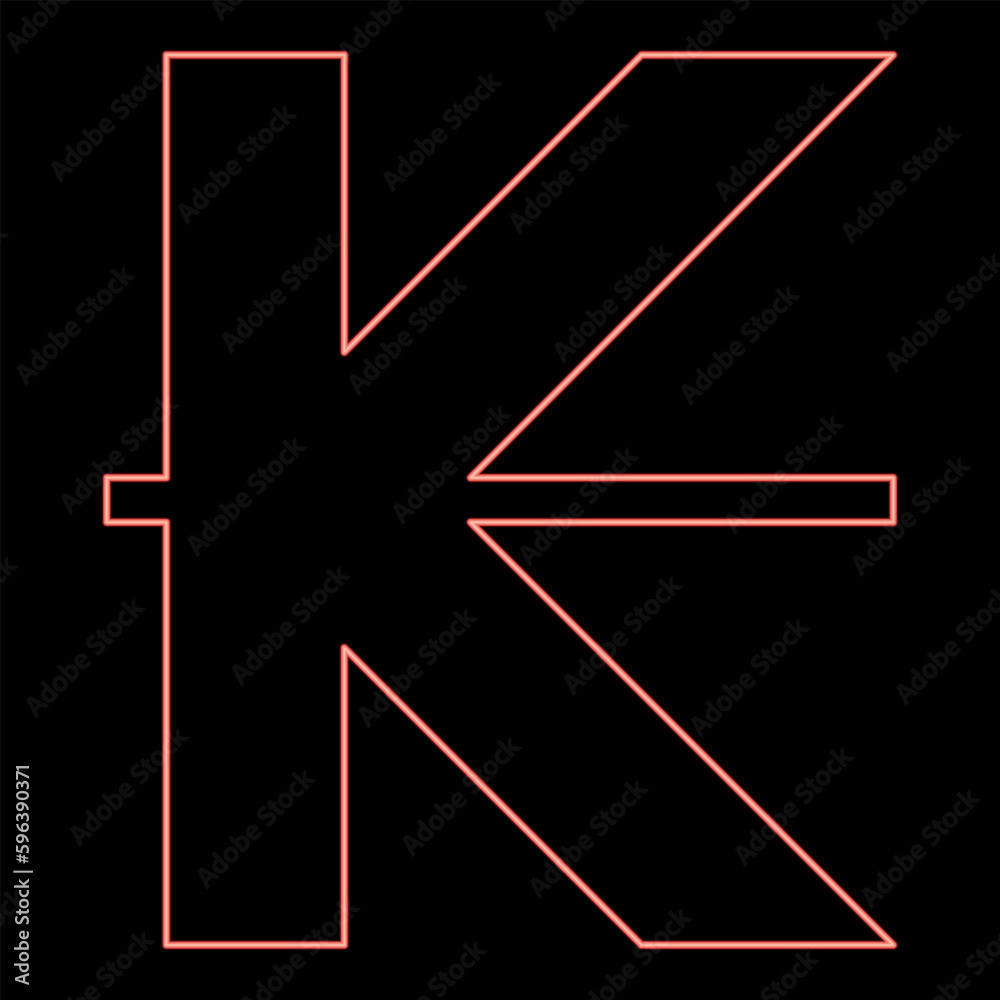 Neon sign kip currency symbol Laos red color vector illustration image ...