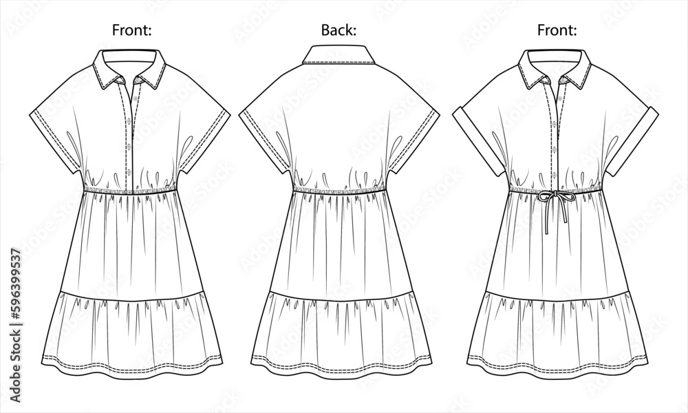 Vector sleeveless mini dress fashion CAD, woman short sleeve shirt ...