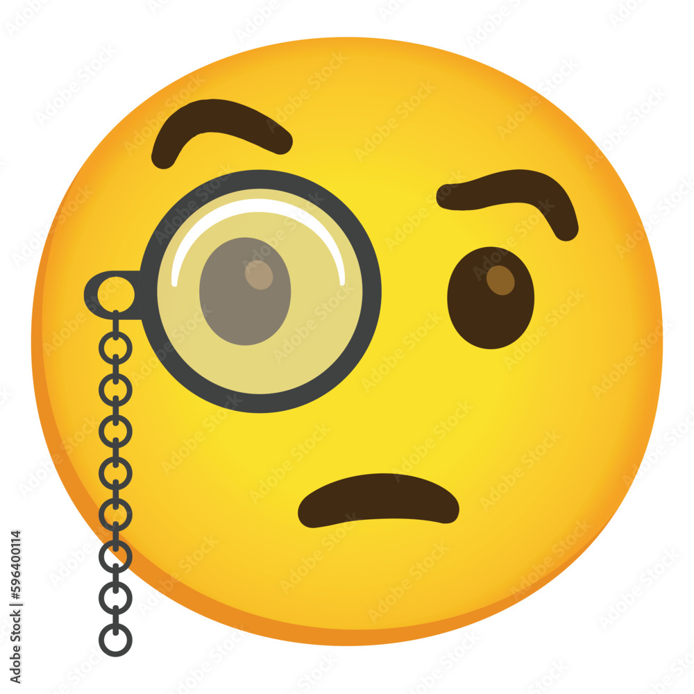 Face with Monocle Vector Emoji Icon. Isolated yellow face with furrowed ...