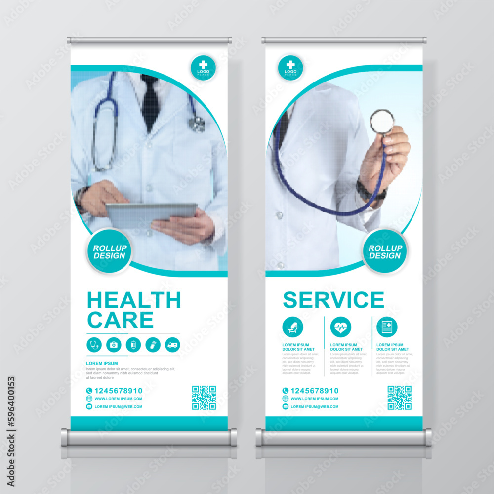 Healthcare and medical roll up design, standee banner template for ...