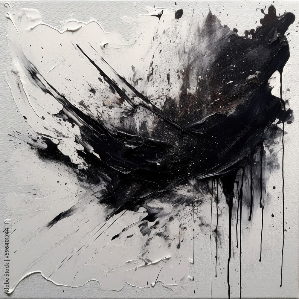 black and white, wet on wet paint background abstractin (generative ai ...