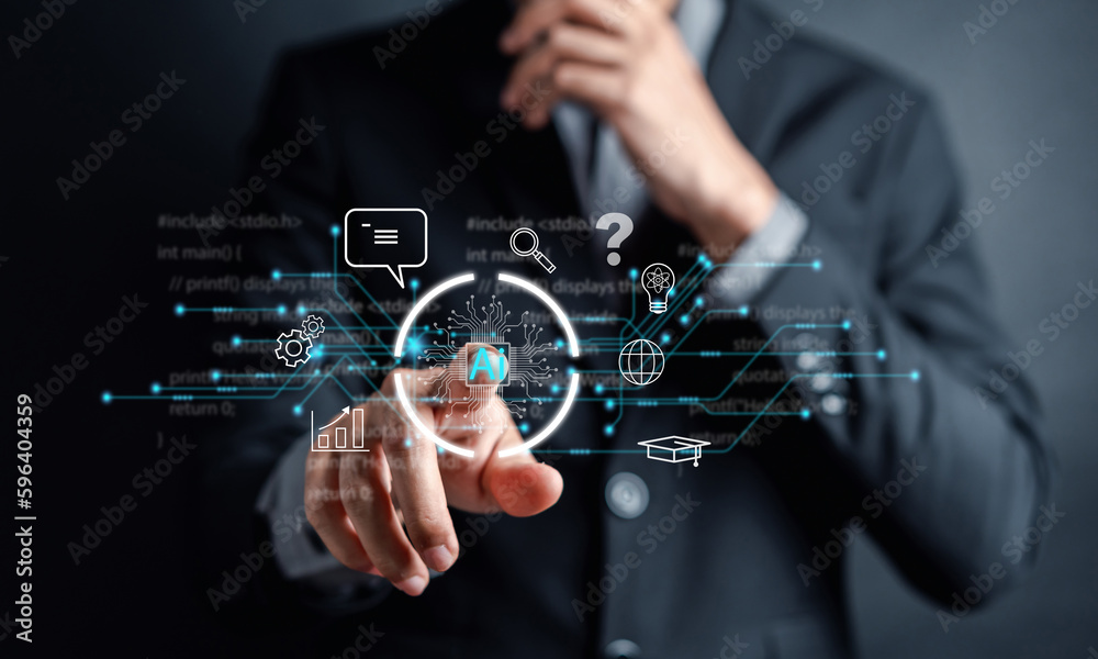 Ai Technology System. Businessman using chat bot intelligence Ai. Chat ...