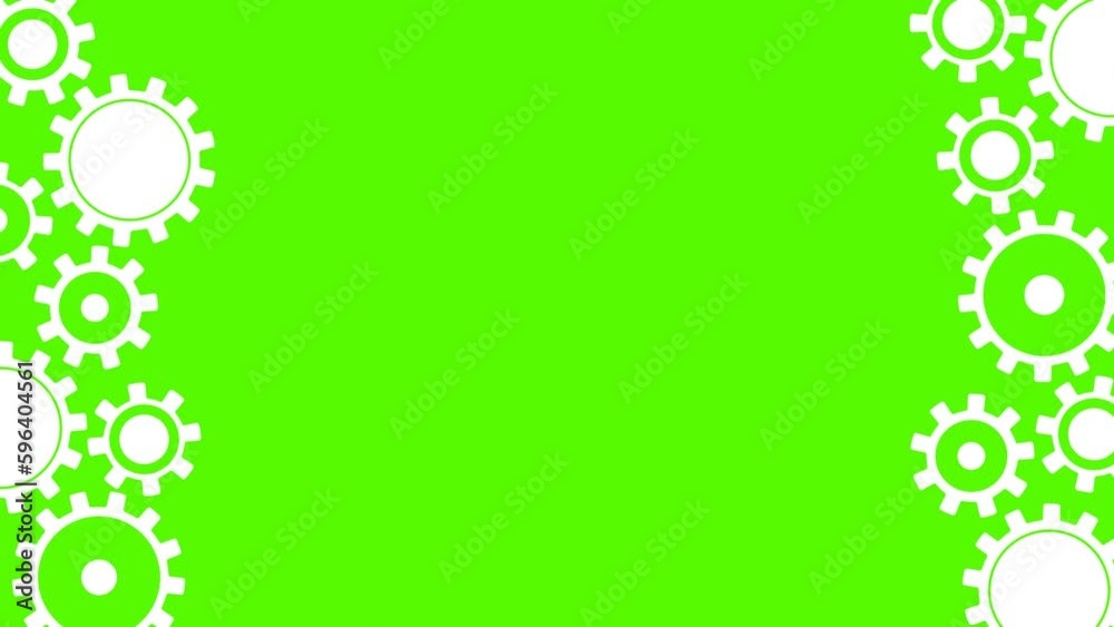 White gears rotate around the edges of the screen. A place for text ...