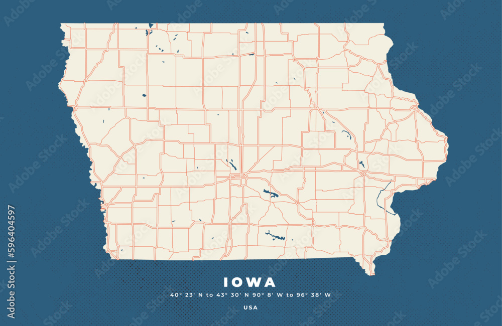 Iowa map vector poster flyer Stock Vector | Adobe Stock