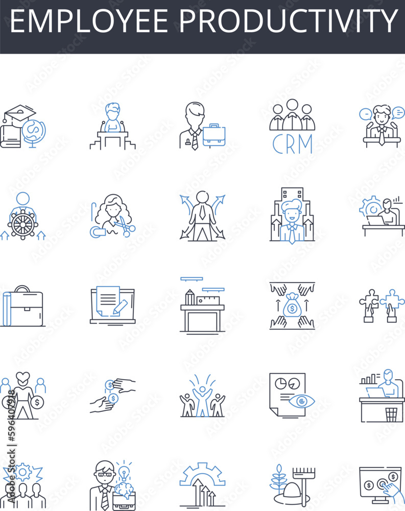 Employee productivity line icons collection. Job satisfaction, Work ... Employee productivity line icons collection. Job satisfaction, Work ...