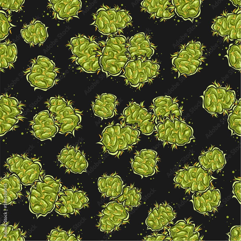 Vector Marijuana Flowers Seamless Pattern, repeat background with ...