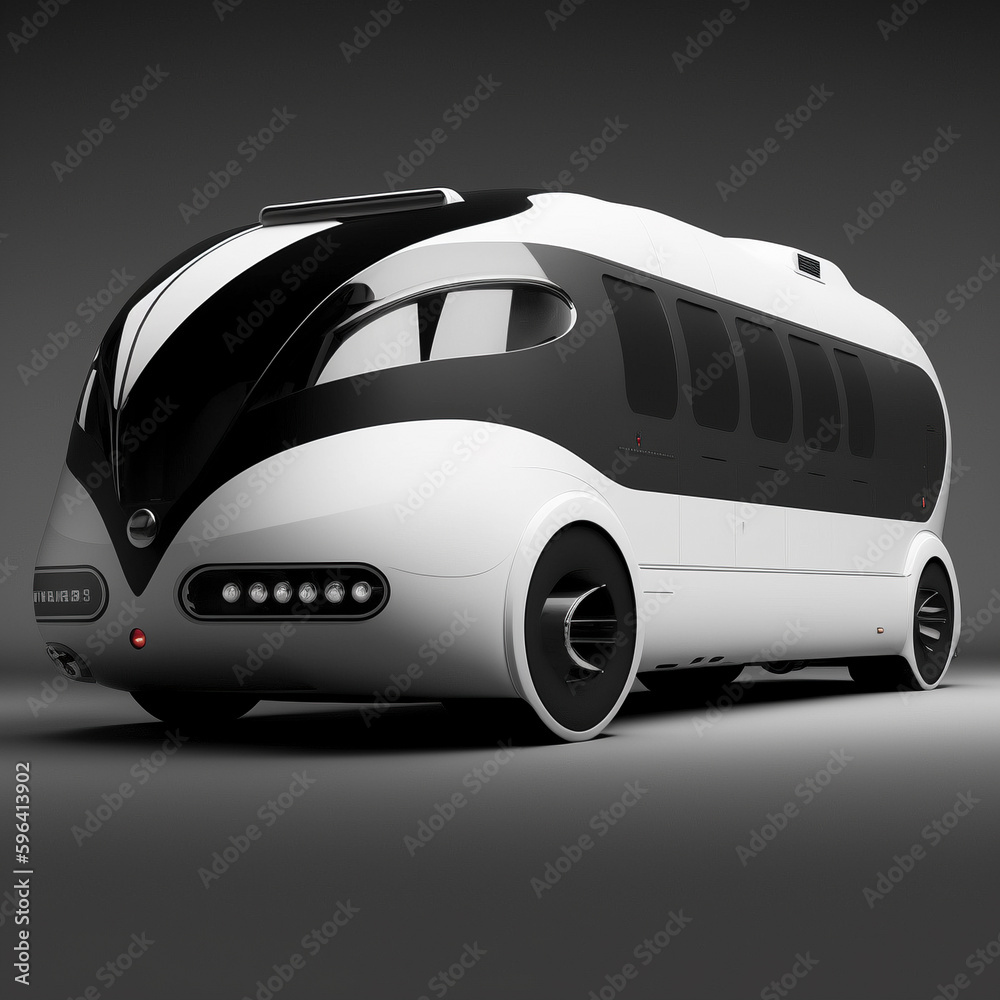 black white concept design of an Luxury futuristic Van. Living on the ...