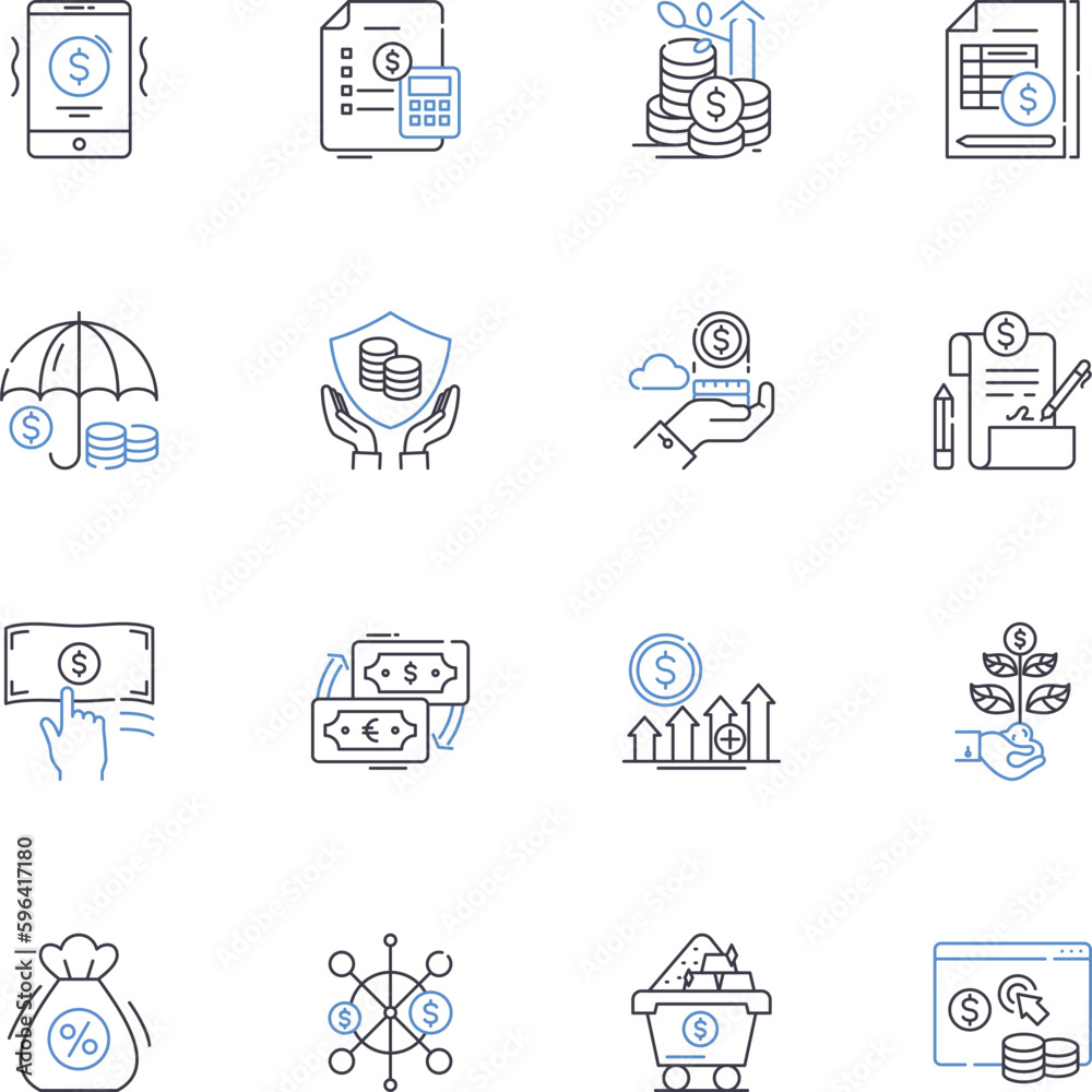 Pounds sterling line icons collection. Currency, Exchange, Banknotes ...