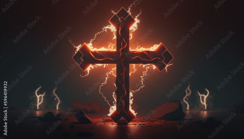 Satanic cross scary creative fantasy background concept generative ai ...