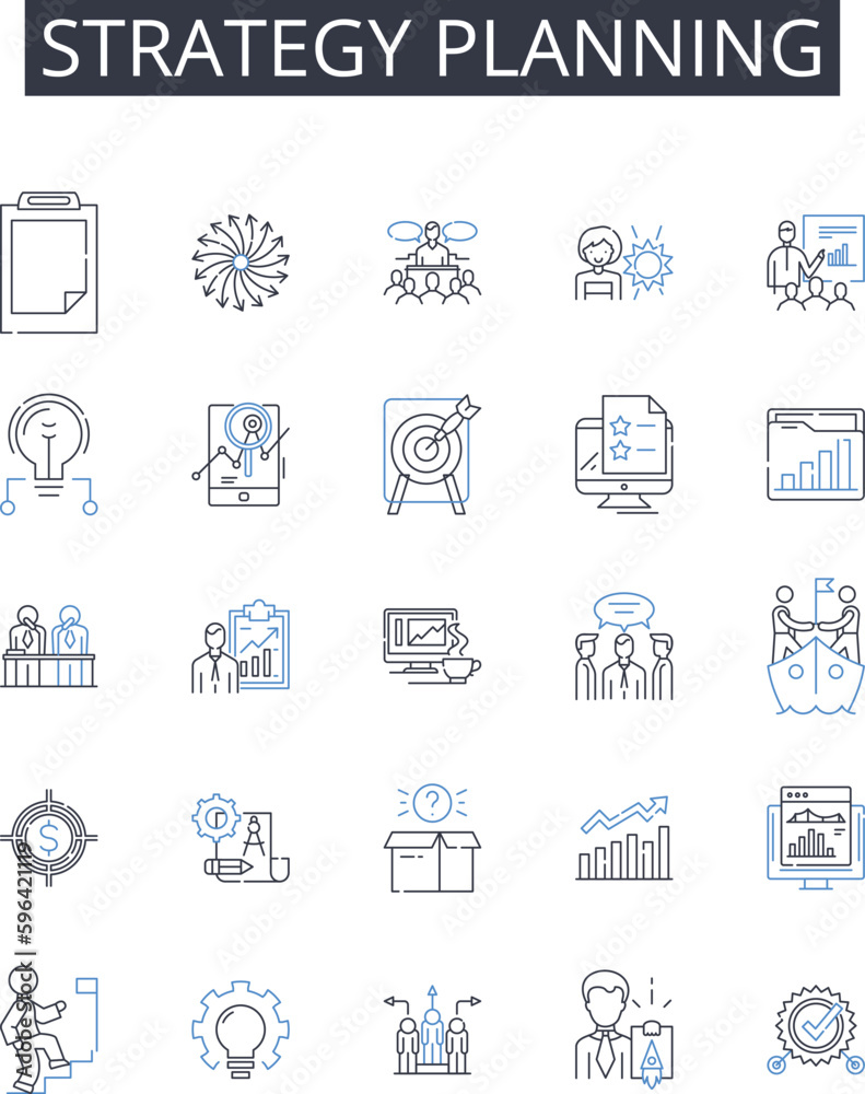Strategy planning line icons collection. Goal setting, Action plan ... Strategy planning line icons collection. Goal setting, Action plan ...