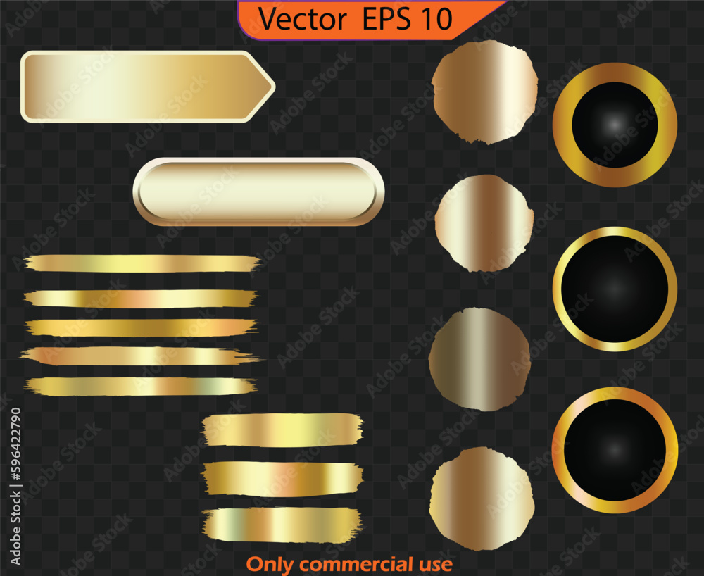 Gold button set. Web and game icon set. Gradient mesh. Button set color ...